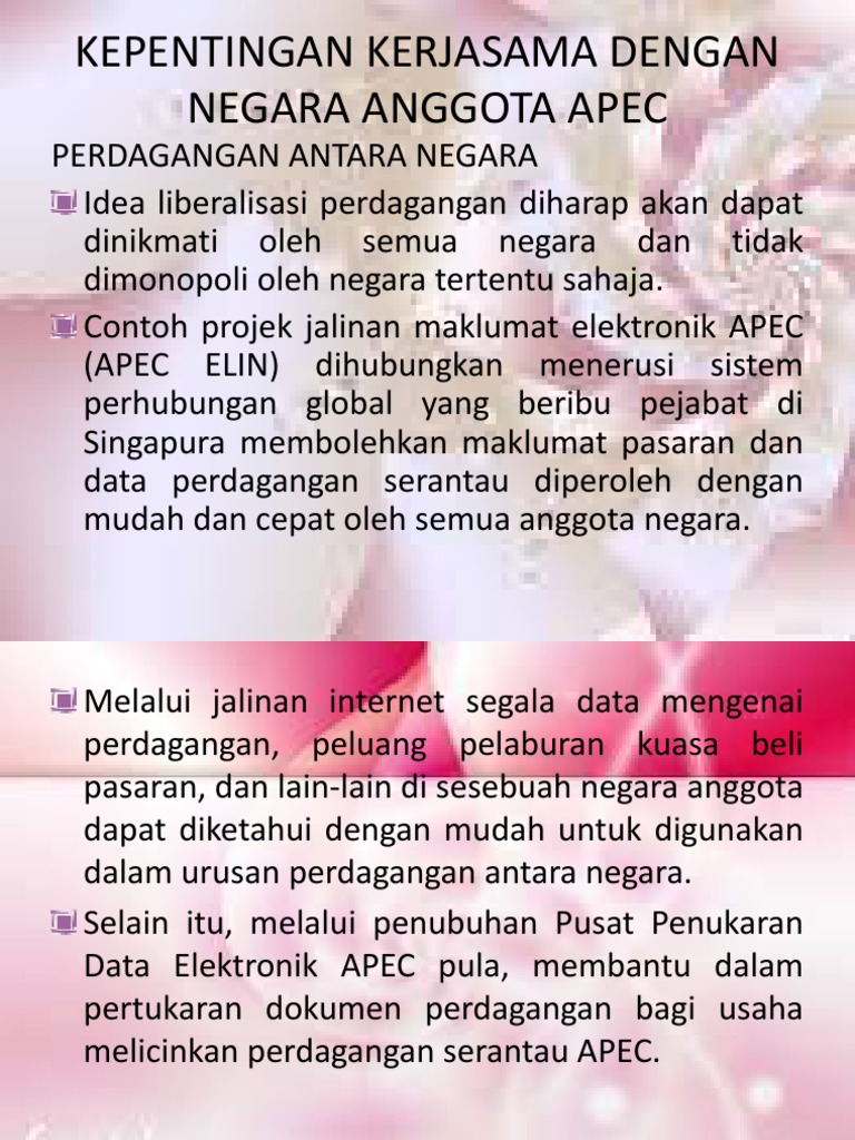 Kepentingan Kerjasama Dengan Negara Anggota Apec | PDF | Bisnis ...