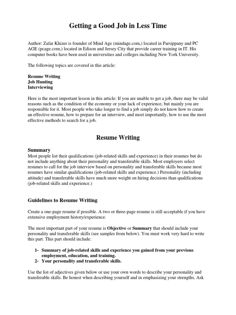 Getting A Good Job | PDF | Résumé | Job Interview