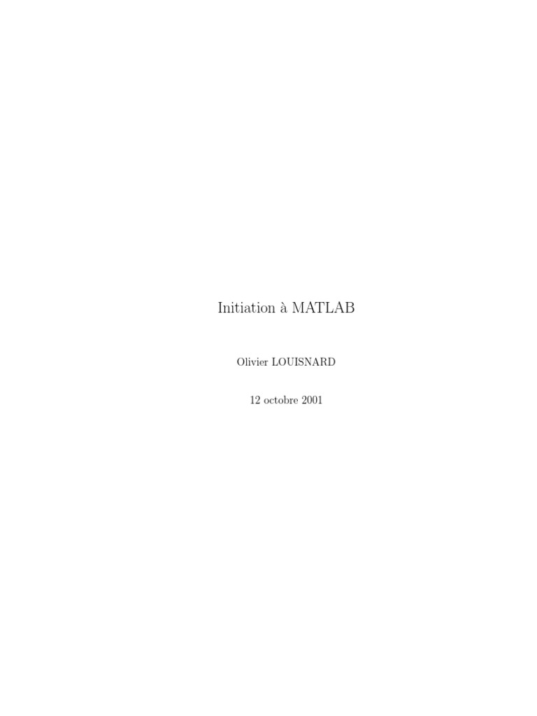 Initiation A Matlab | PDF | Variable (informatique) | Matrice (Mathématiques)