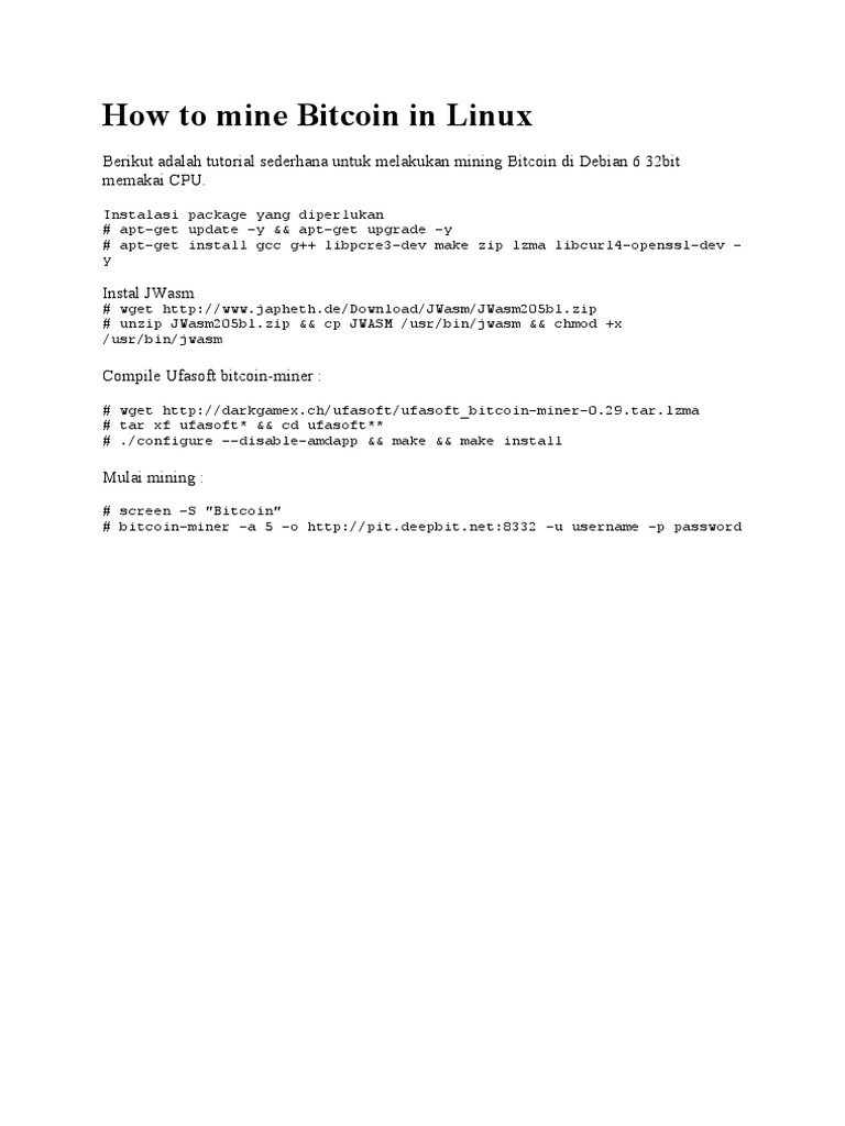 Cara Mining Bitcoin Di Linux | PDF