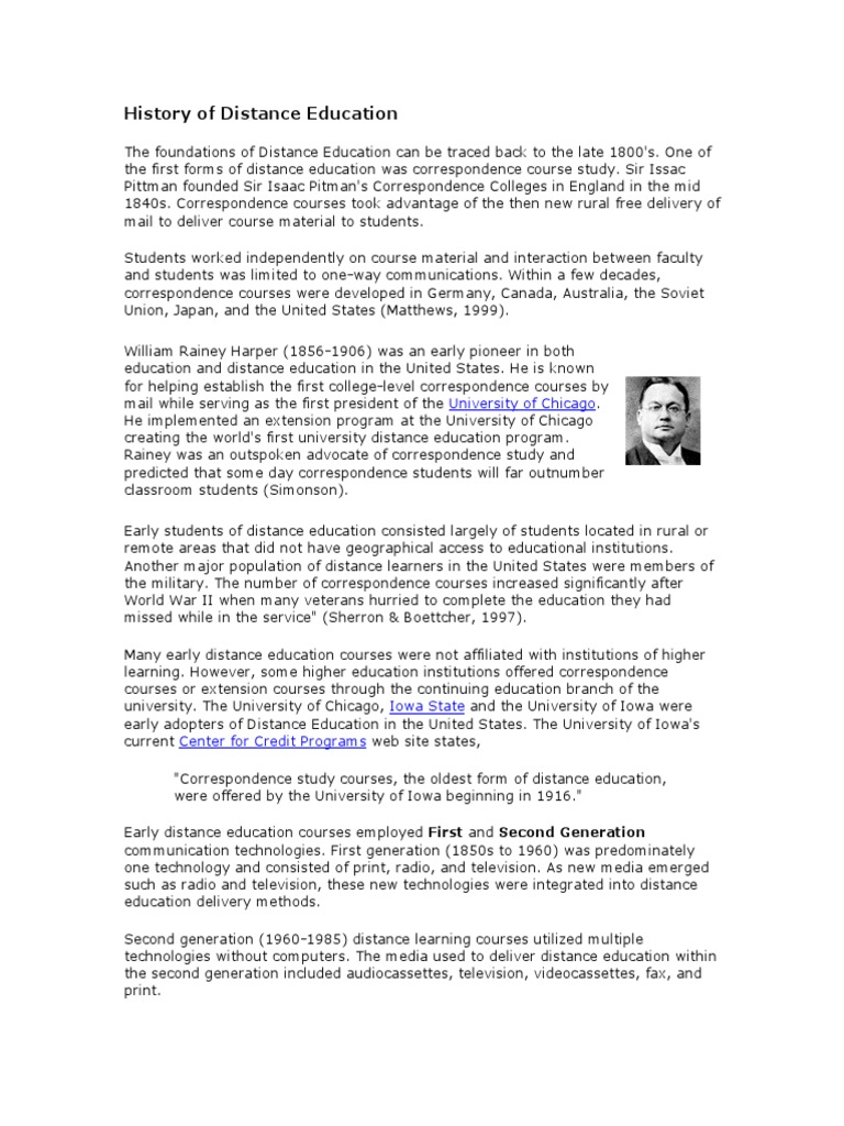 History of Distance Education | PDF | Distance Education | Educational ...