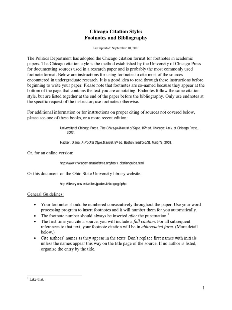 Chicago FOOTNOTE Style Guide | PDF