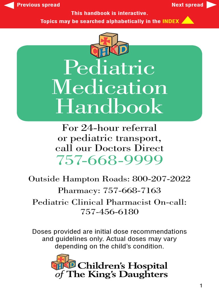 Ped Med Handbook | PDF | Potassium Chloride | Midazolam