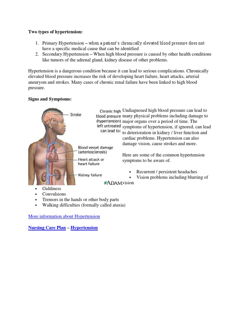 Two Types of Hypertension:: More Information About Hypertension | PDF ...
