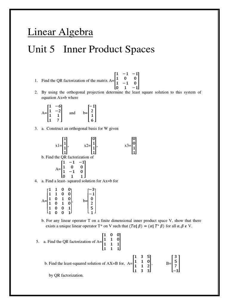 Inner Product Spaces in Linear Algebra | PDF | Basis (Linear Algebra ...