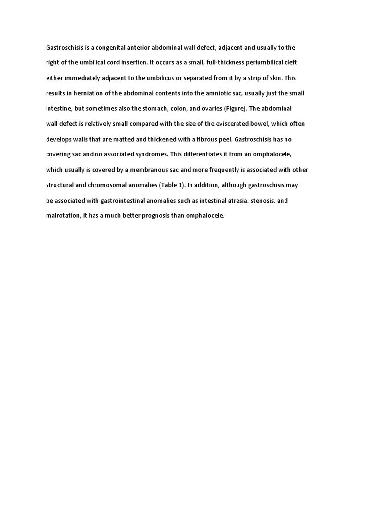 Gastroschisis Is A Congenital Anterior Abdominal Wall Defect | PDF ...