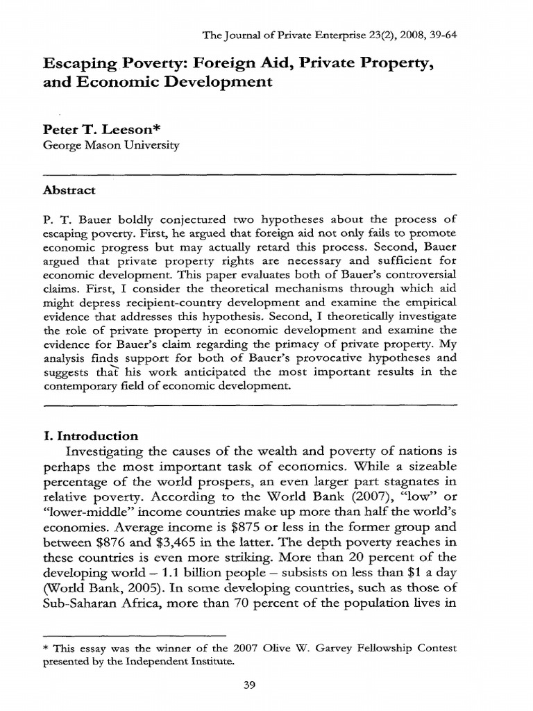 Escaping Poverty | PDF | Aids | Development Economics