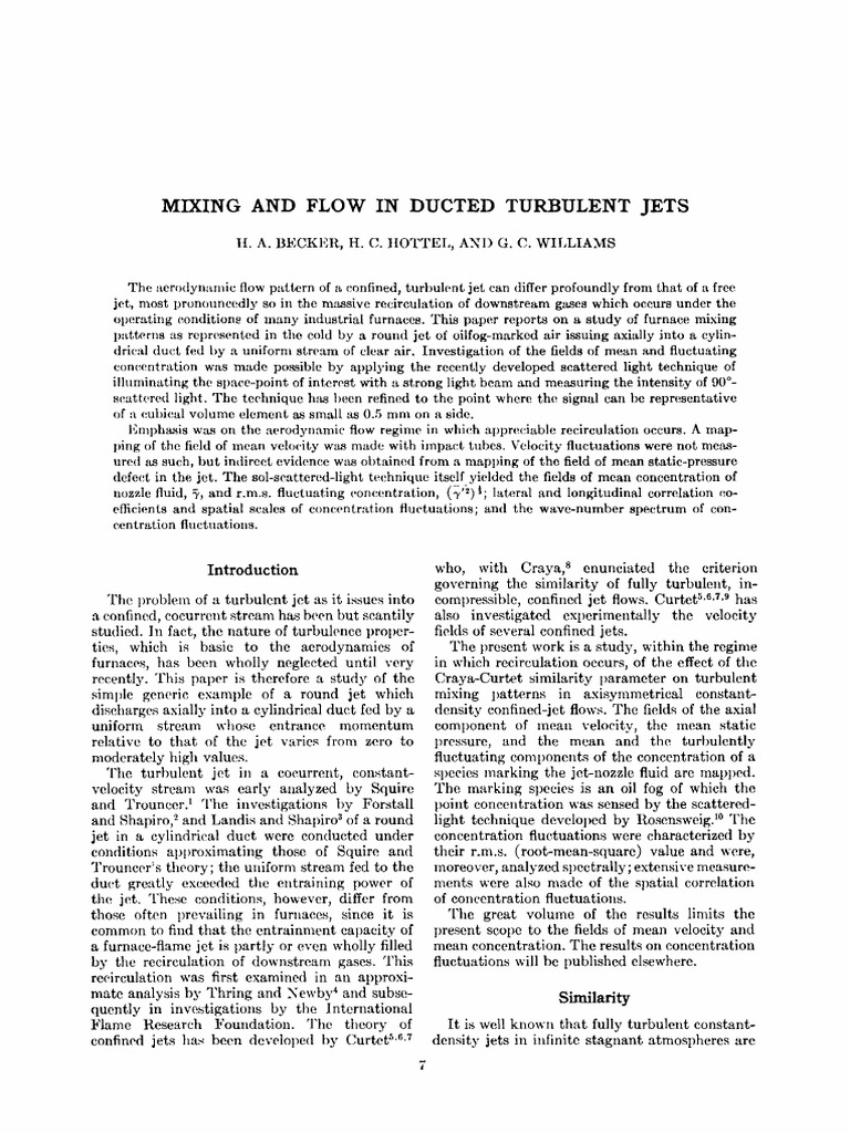 1963 - Becker - Mixing and Flow in Ducted Turbulent Jets | PDF ...