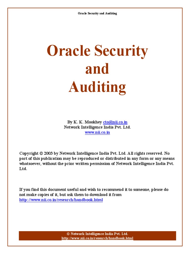 Oracle Security and Auditing | PDF | Oracle Database | Databases