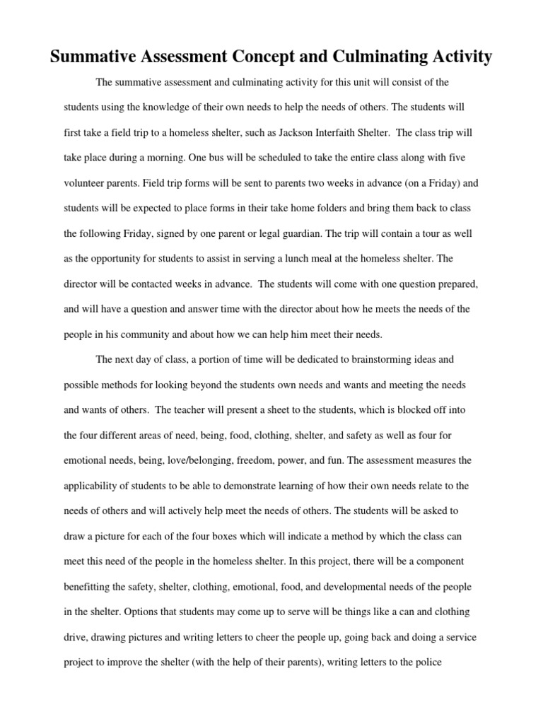 Summative Assessment and Culminating Activity 1 | PDF | Educational ...