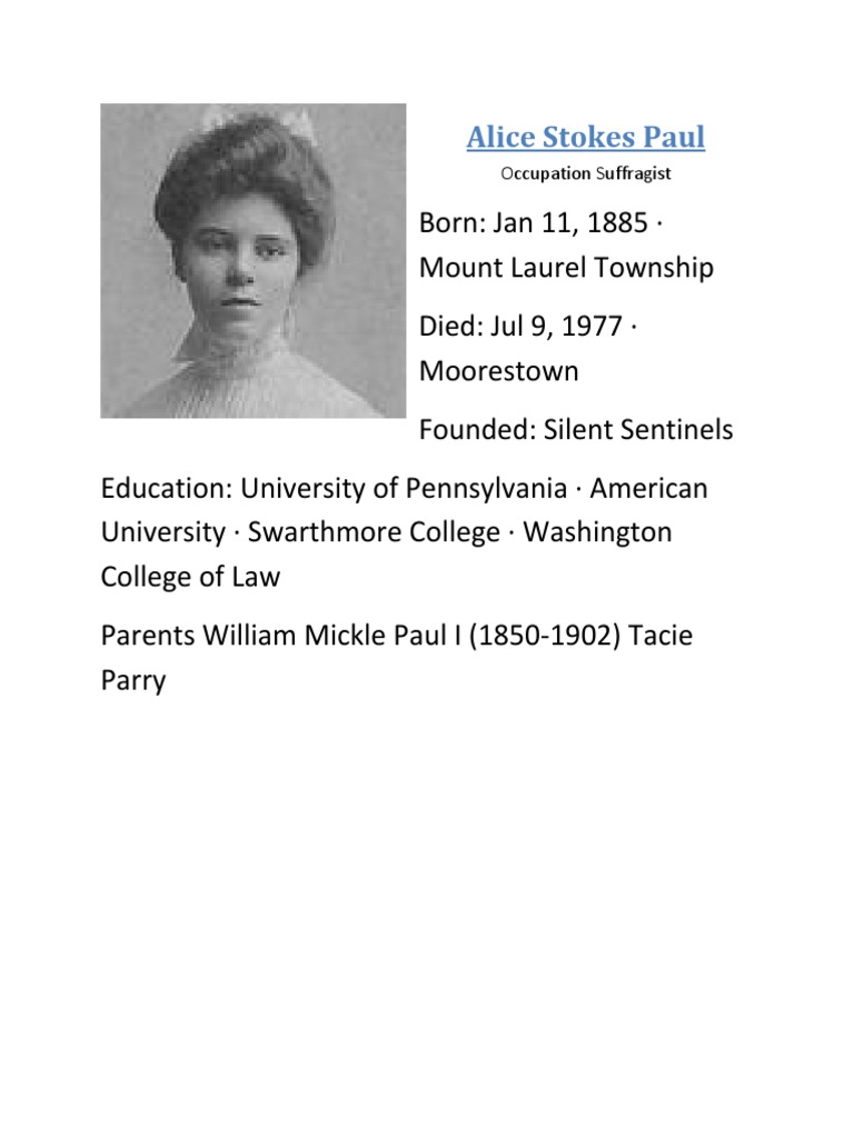 Alice Paul: Key Suffragist Leader | PDF