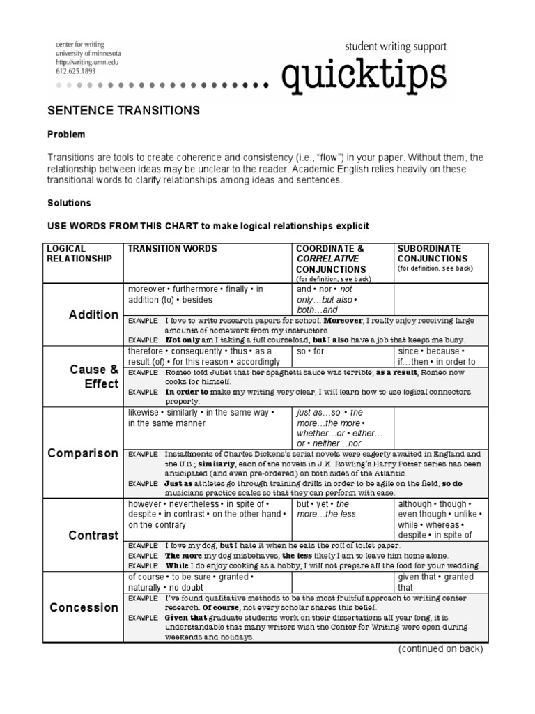 Transitions | PDF | Comma | Ellipsis