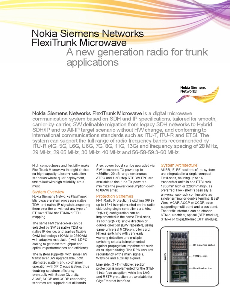FlexiTrunk Microwave Datasheet | PDF | Radio | Telecommunication