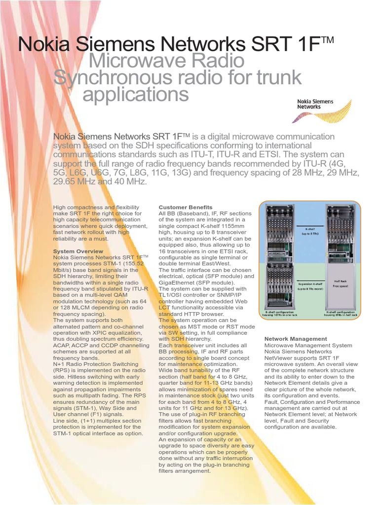SRT 1F Datasheet | PDF | Radio | Telecommunication