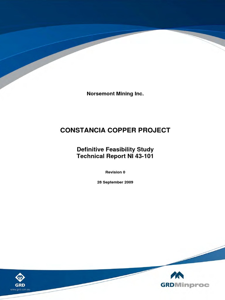 Constancia Technical Report Ni 43 101 | PDF | Mining | Feasibility Study