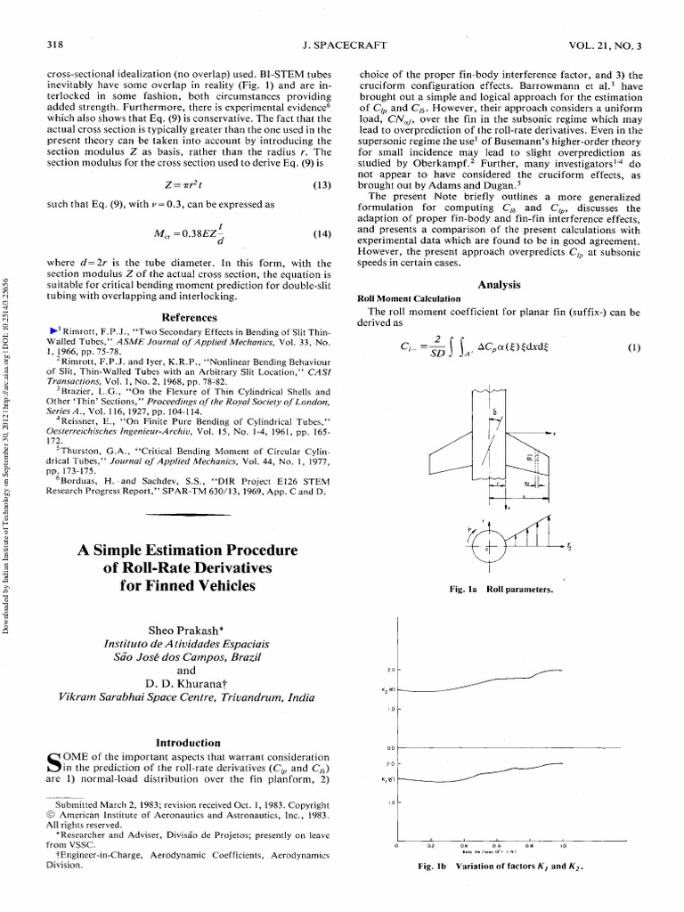 ASimple Estimation Procedure For Roll Rate Derivatives | PDF ...