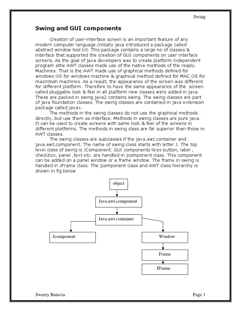 Swing And Gui Components Pdf Graphical User Interfaces Java Platform 6898