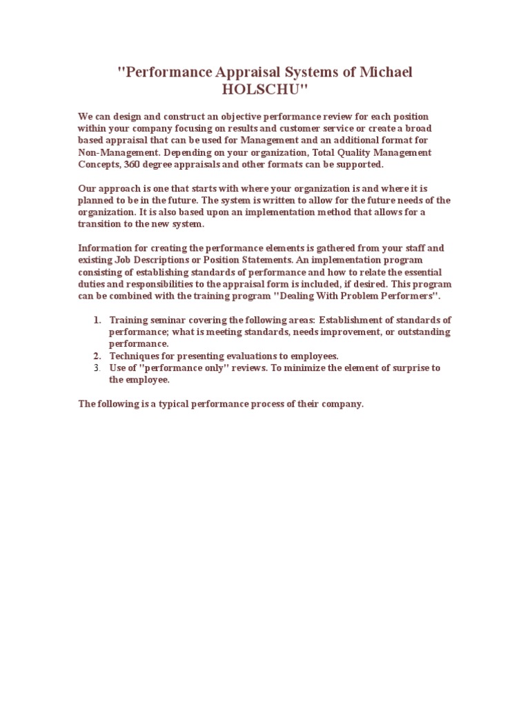 Performance Appraisal Systems Overview | PDF
