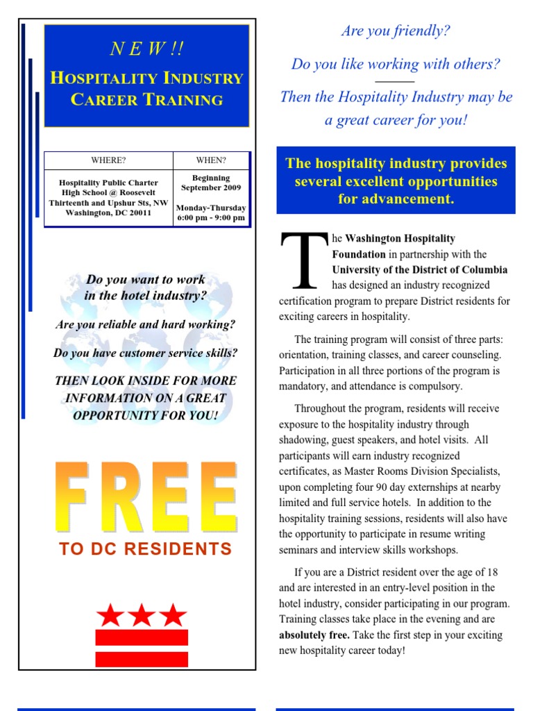 Hospitality TRNG Brochure | PDF | Washington | Learning