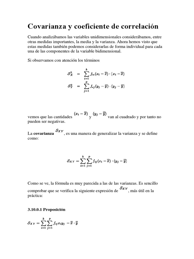 Covarianza y Coeficiente de Correlación | PDF | Covarianza | Diferencia