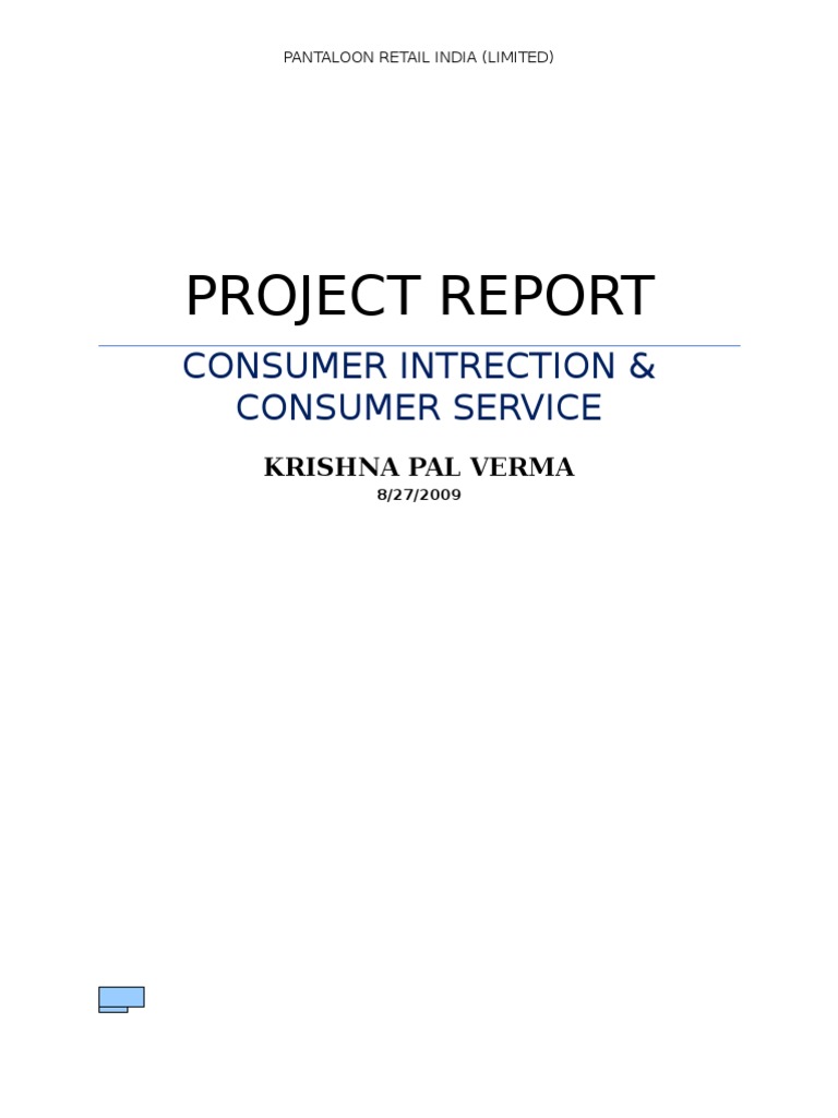 Project Report: Consumer Intrection & Consumer Service | PDF ...