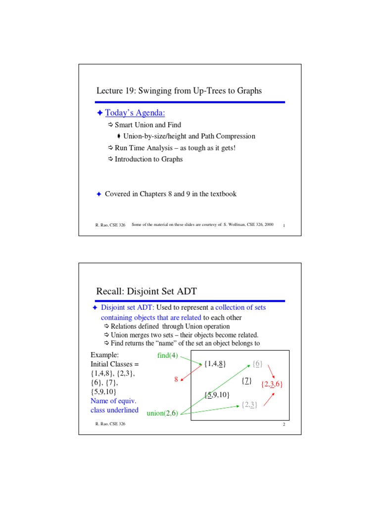 Lecture 19: Swinging From Up-Trees To Graphs: Today's Agenda | Download Free PDF | Mathematical ...