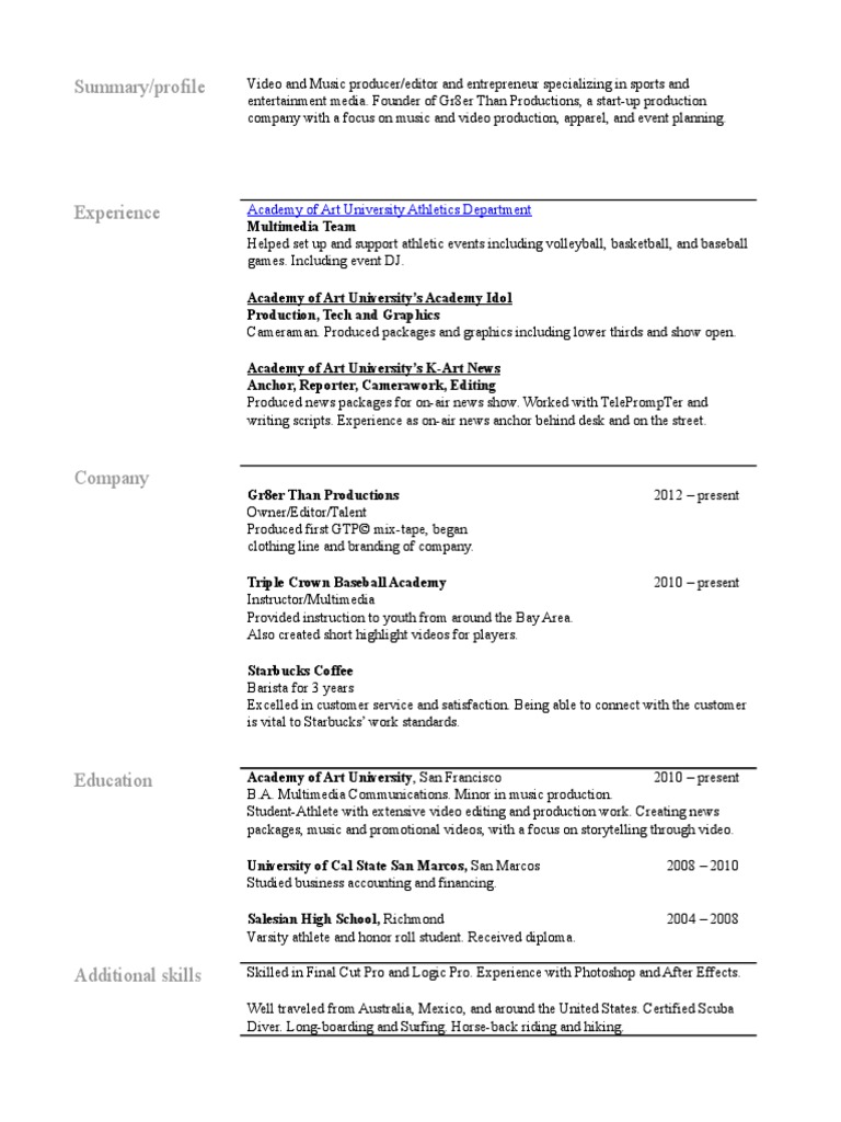 Nikoleiteresume | PDF | Sports | Leisure