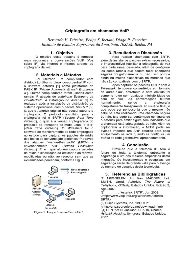 Criptografia em Chamadas VOIP - Siicusp 16 - Resumo | PDF | Voz sobre IP (VoIP) | Criptografia