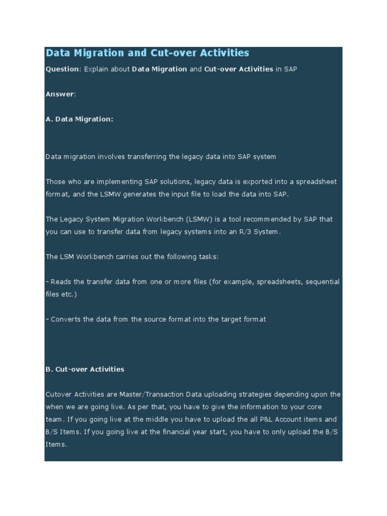 Data Migration and Cutover | PDF