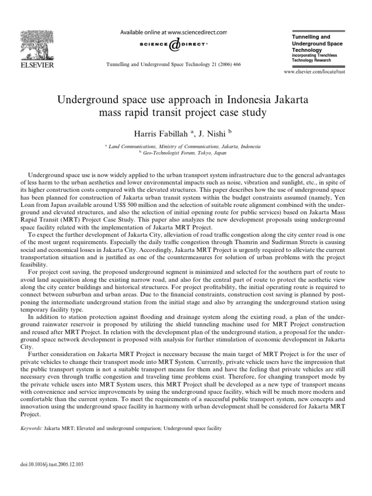 Underground Space Use Approach in Indonesia Jakarta Mass Rapid Transit ...