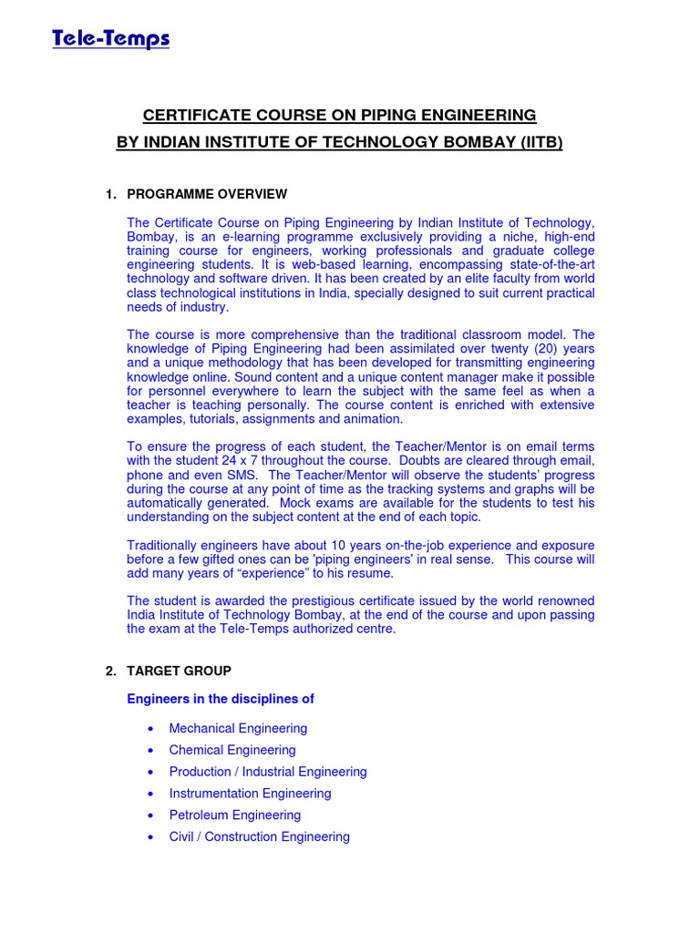Piping Engineering Course | PDF | Pipe (Fluid Conveyance) | Educational ...
