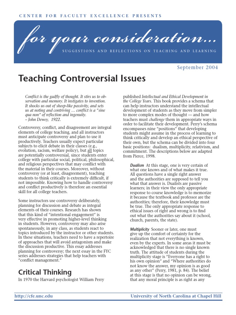 Strategies for Teaching Controversial Issues | PDF | Critical Thinking ...