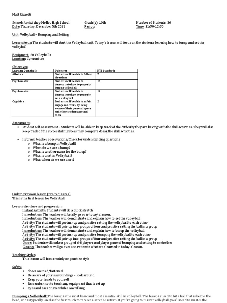 Volleyball - Bumping and Setting | PDF | Hand | Volleyball