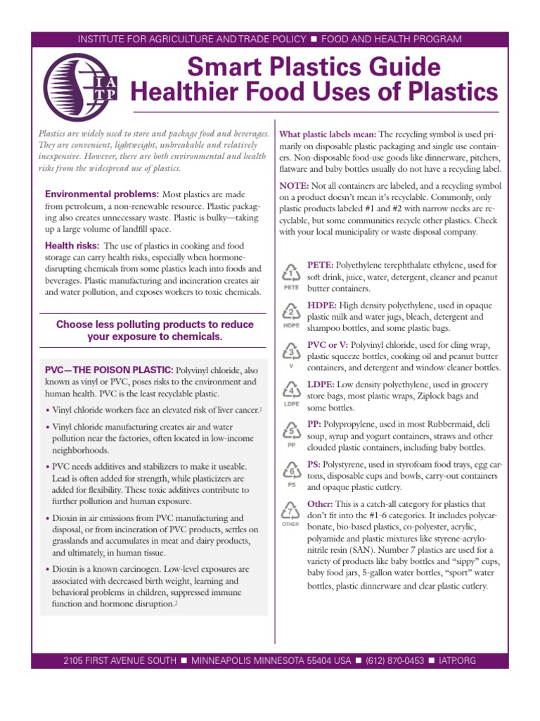 Smart Plastics Guide Healthier Food Uses of Plastics | PDF | Plastic ...