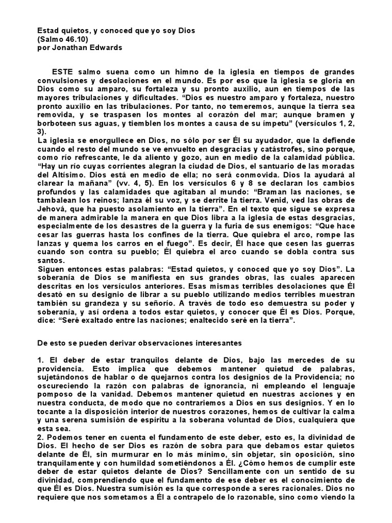 Estad Quietos y Conoced Que Yo Soy Dios - Jonathan Edwards | PDF