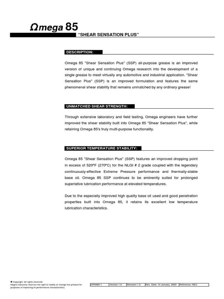 Omega 85 | PDF | Personal Protective Equipment | Dangerous Goods