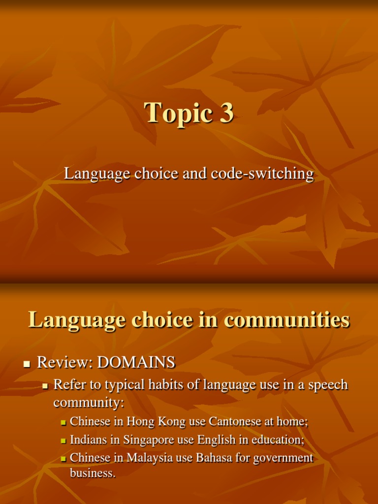 Topic 3: Language Choice and Code-Switching | PDF | English Language ...