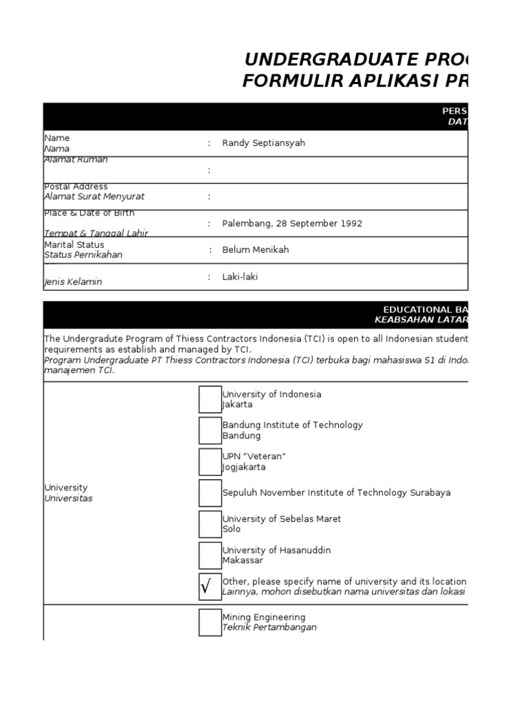Undergraduate Program Application Form | PDF | Business | Foreign ...