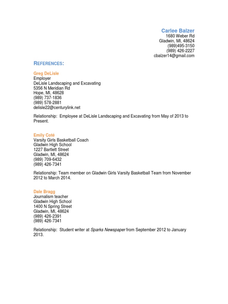 Resume References | PDF