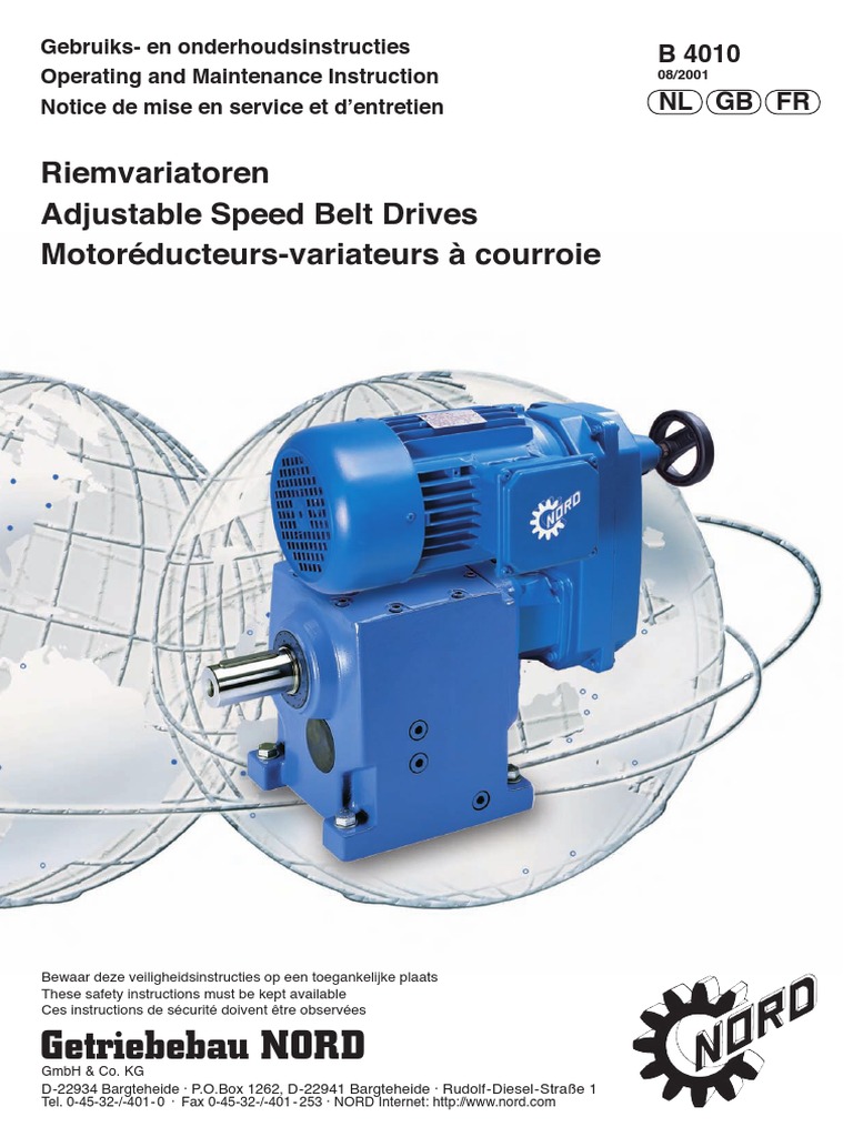 Getriebebau NORD: Riemvariatoren Adjustable Speed Belt Drives ...
