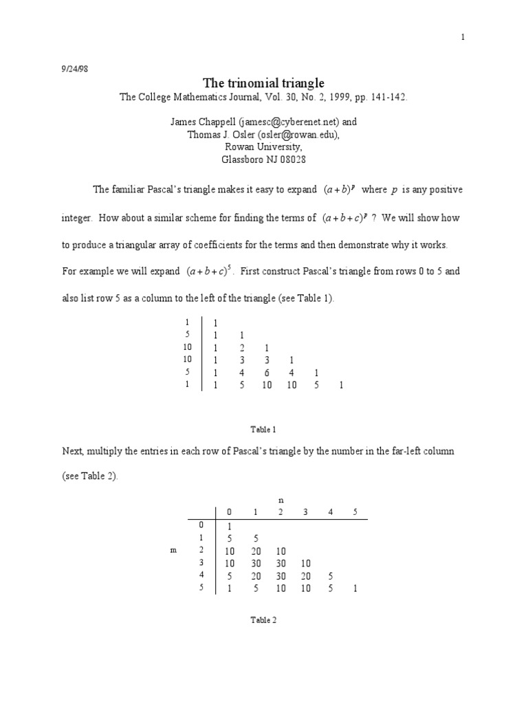 The Trinomial Triangle: Ab Abc | PDF | Combinatorics | Number Theory