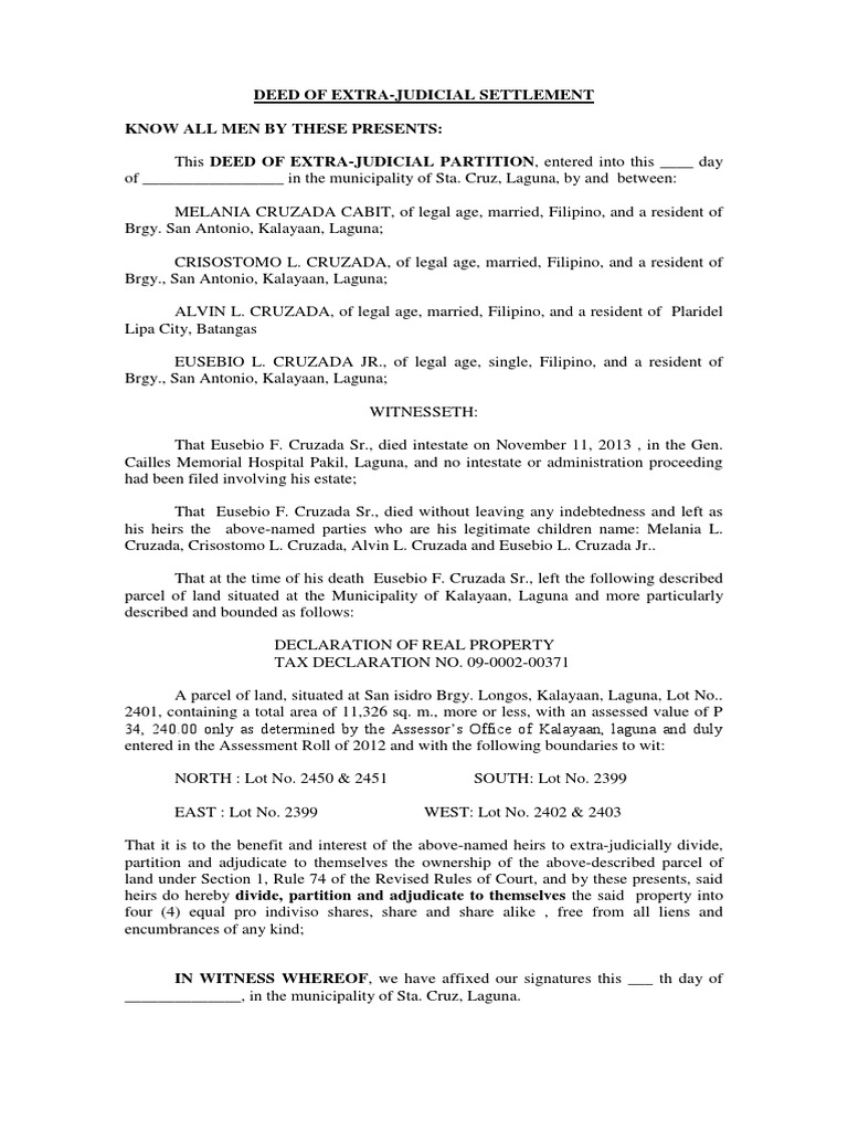 Deed of Extra Cruzada II | PDF | Land Lot | Deed