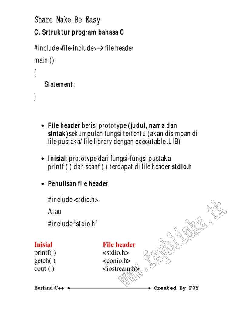 C. Srtruktur Program Bahasa C: Inisial File Header | PDF | Computer Standards | Electronic ...