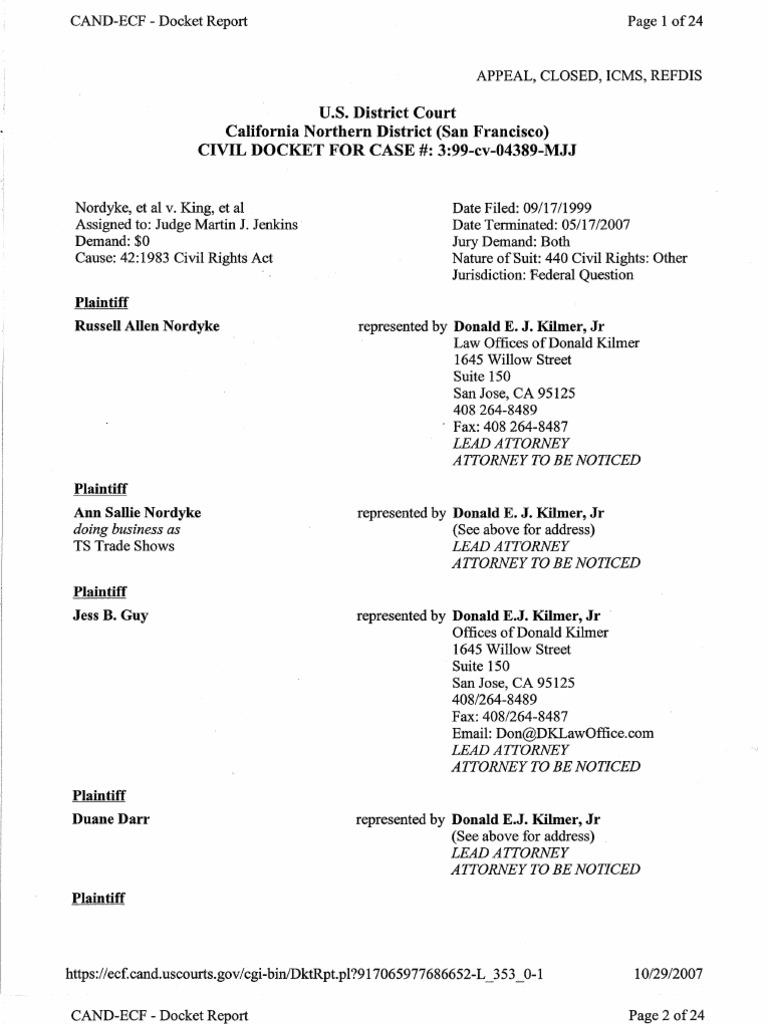 CAND-ECF - Docket Report | PDF | Complaint | Legal Communication