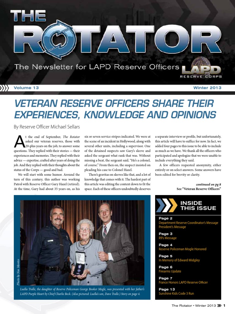 LAPD Reserve Rotator Newsletter Winter 2013 | PDF | Concealed Carry In ...