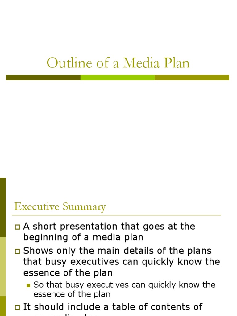 Outline of Aoutline of A Media Plan Media Plan | PDF