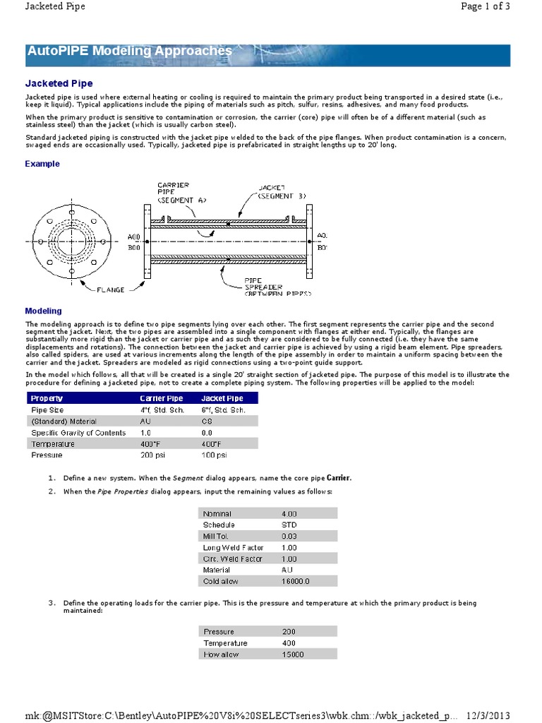 Autopipe Modeling Approaches: Jacketed Pipe | PDF | Pipe (Fluid Conveyance) | Engineering