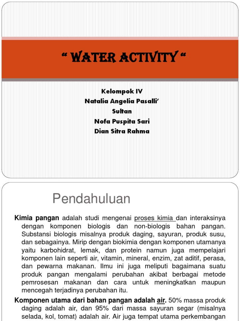 Water Activity PPT 4 | PDF