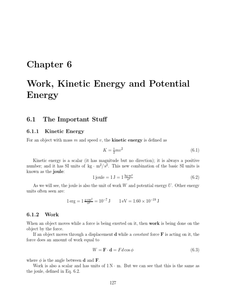 Work, Kinetic Energy and Potential Energy | PDF | Potential Energy | Force