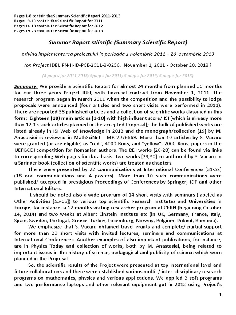 Summary Scientific Report 2011-2013 | PDF | General Relativity ...